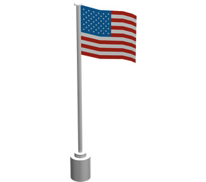 LEGO White Flag on Flagpole with United States 48 stars without Bottom ...