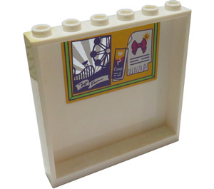 LEGO White Panel 1 x 6 x 5 with Funfair Poster Sticker (59349) | Brick ...