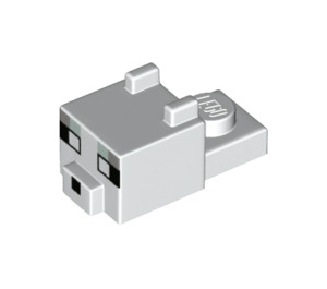 LEGO White Pixelated Minecraft Animal Head with Ears with Fox Face with ...