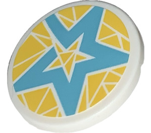 LEGO White Roadsign Clip-on 2 x 2 Round with Medium Azure Star Sticker ...
