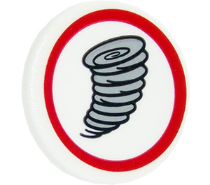 LEGO White Roadsign Clip-on 2 x 2 Round with Tornado Sticker (30261 ...