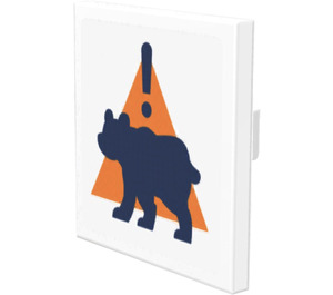 LEGO White Roadsign Clip-on 2 x 2 Square with Bear Warning Sign Sticker ...