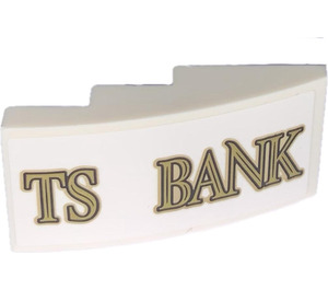 LEGO White Slope 2 x 4 Curved with TS BANK Sticker (93606) | Brick Owl ...