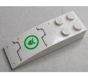 LEGO White Slope 2 x 6 Curved with Green Arrow in Circle (Left) Sticker ...