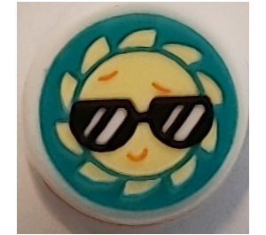 LEGO White Tile 1 x 1 Round with Sun with Sunglasses (35380) | Brick ...