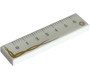 LEGO White Tile 1 x 4 with Ruler Markings and Gold Trim (2431 / 20307 ...