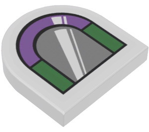 LEGO White Tile 2 x 2 Half Oval with Stained Glass Window Sticker (5520 ...