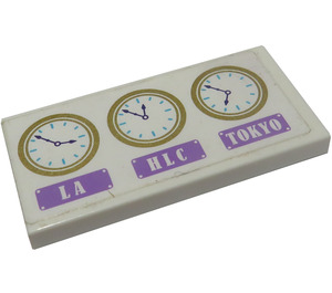 LEGO White Tile 2 x 4 with LA - HLC - Tokyo Wall Clocks Sticker (87079 ...