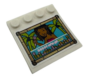 LEGO White Tile 4 x 4 with Studs on Edge with Andrea Minifigure Holding ...