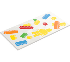 LEGO White Tile 8 x 16 with Lego Bricks and Minifigure (1) with Bottom ...