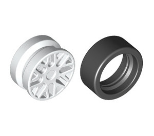 LEGO White Tire, Low Profile, Narrow Ø14.58 X 6.24 with Rim Ø11,176 x 6 ...