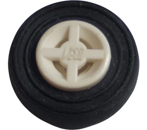 LEGO White Wheel Rim Ø8 x 6.4 without Side Notch with Black Tire Ø14 x ...