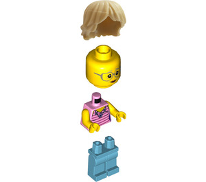 LEGO Woman with Pink Striped Top Minifigure | Brick Owl - LEGO Marketplace