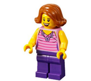LEGO Woman with Pink Striped Top Minifigure | Brick Owl - LEGO Marketplace