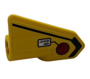 LEGO Yellow Curved Panel 7 Left with red dot with label and black frame ...