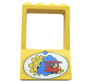 LEGO Yellow Fabuland Window 2 x 4 x 5 with Clouds and Sun Sticker (4608 ...