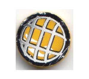 LEGO Yellow Tile 2 x 2 Round with Gray Grille Sticker with "X" Bottom ...