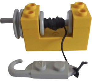 LEGO Yellow Winch 2 x 4 x 2 with Light Grey Drum with String and Light ...