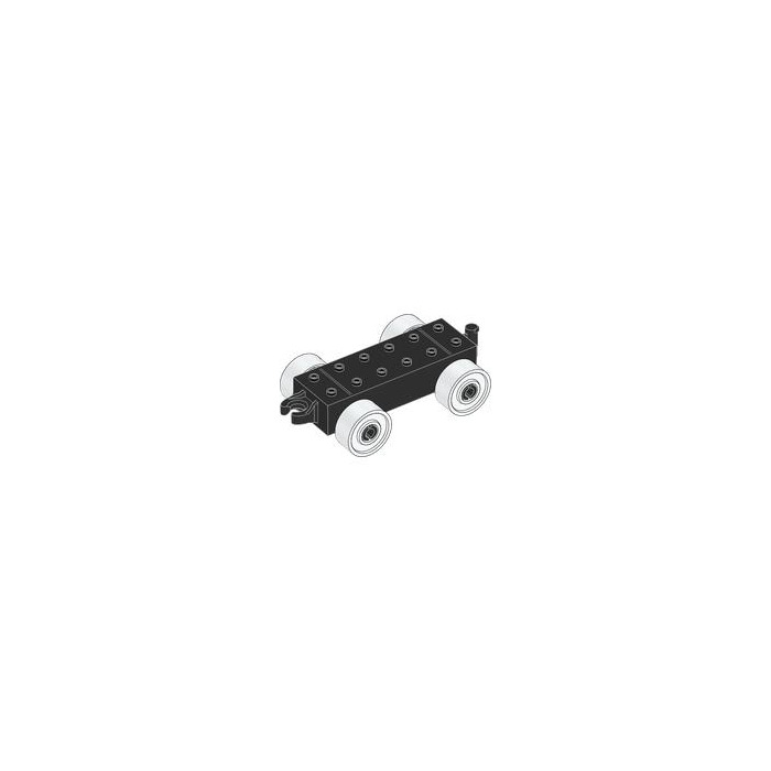 Duplo Black Car Chassis 2 x 6 with White Wheels (11248 / 14639) | Brick ...