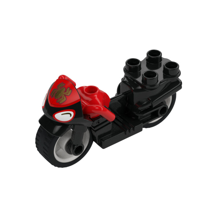 Duplo Black Motorcycle with Spider-Man (Spin) Logo (108362) | Brick Owl