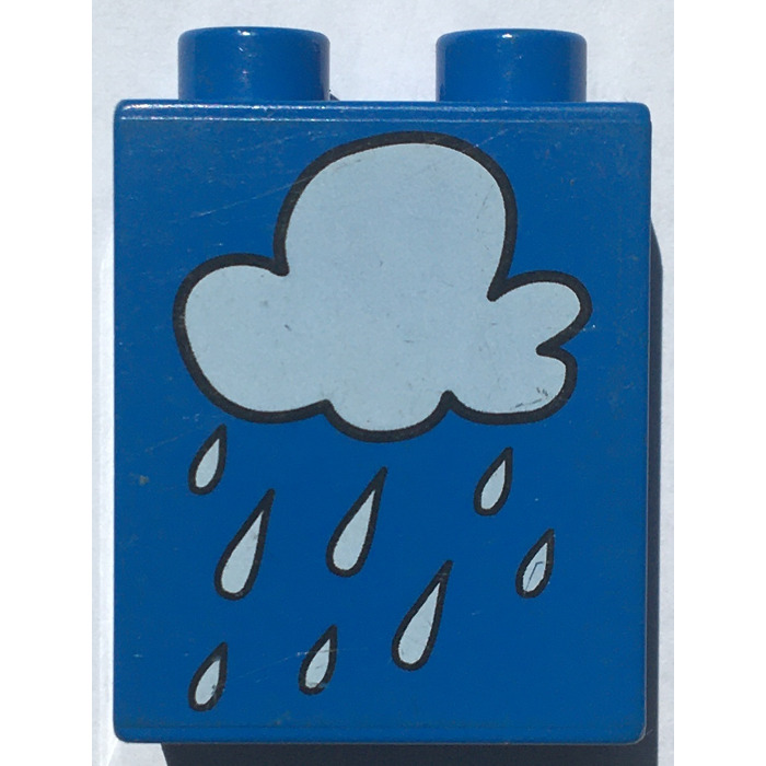 Duplo Blue Brick 1 x 2 x 2 with Rain Cloud (4066 / 83755) | Brick Owl