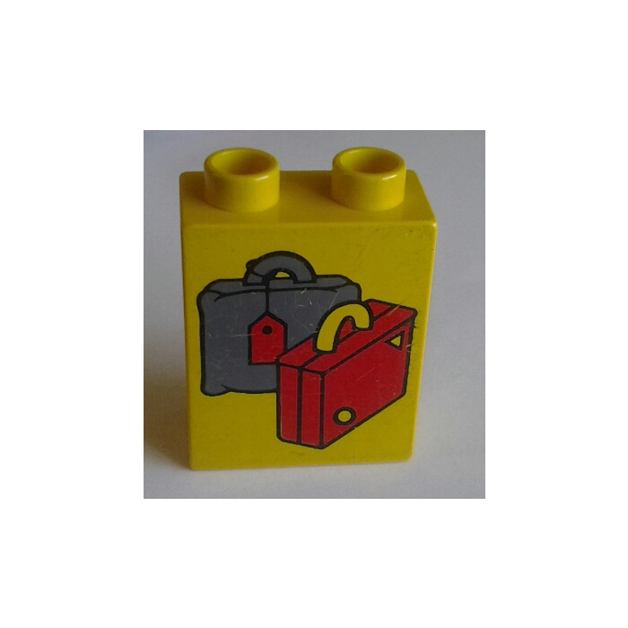 Duplo Brick 1 x 2 x 2 with 1 Gray and 1 Red Suitcase (4066) | Brick Owl ...