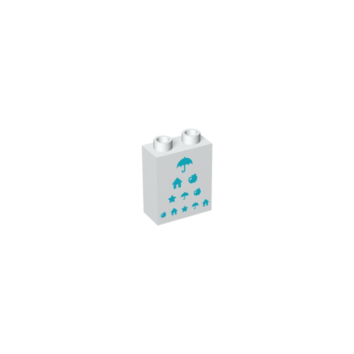 Duplo Brick 1 x 2 x 2 with symbols, star, umbrella with Bottom Tube ...