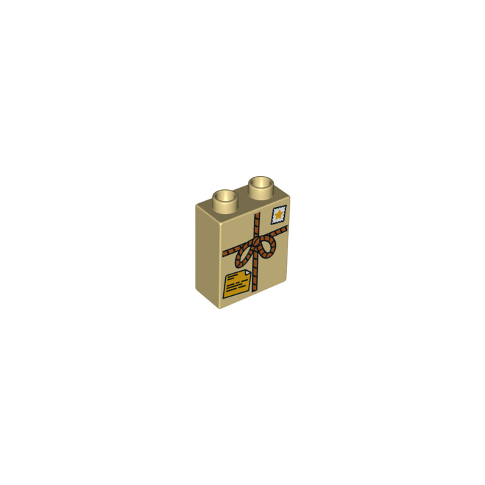 Duplo Brick 1 x 2 x 2 with Tied Parcel with Stamp and Label (4066 / ...