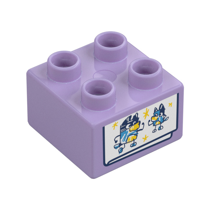 Duplo Brick 2 x 2 with Drawing of Bluey and Bandit (3437) | Brick Owl ...