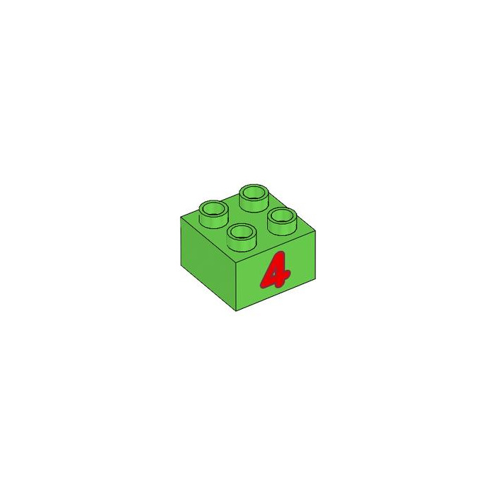 Duplo Brick 2 x 2 with Red Number '4' (3437 / 110576) | Brick Owl ...