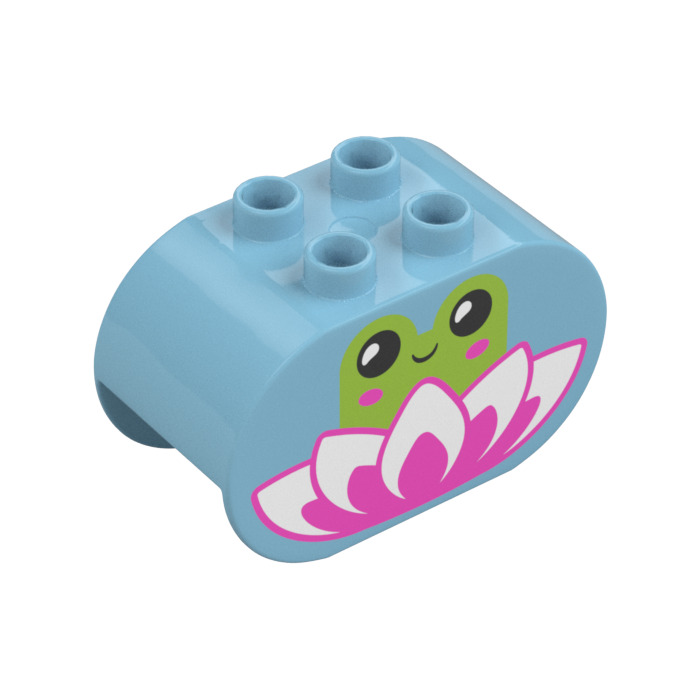 Duplo Brick 2 x 4 x 2 with Rounded Ends with Frog and Lilly Flower ...