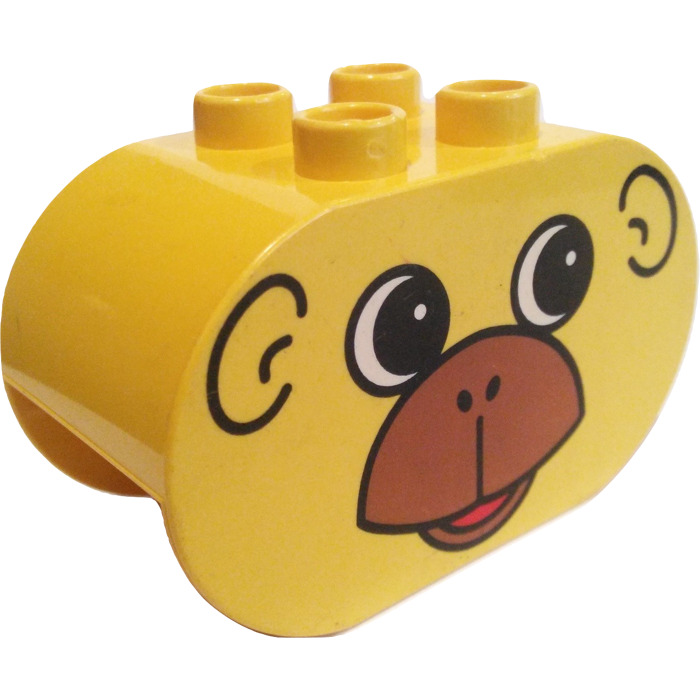 Duplo Brick 2 x 4 x 2 with Rounded Ends with Monkey Face (6448 / 82296 ...