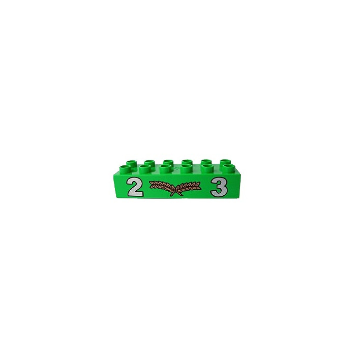 Duplo Brick 2 x 6 with Numbers 2, 3 and Center Gold Laurels (43046 / ...