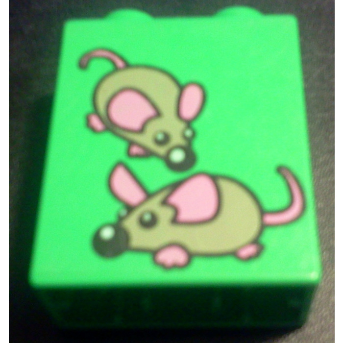 Duplo Bright Green Brick 1 x 2 x 2 with Two Mice (4066 / 41472) | Brick ...