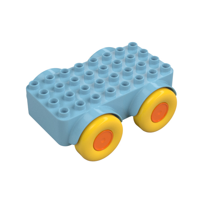 Duplo Car Base 4 x 8 with Yellow Wheels | Brick Owl