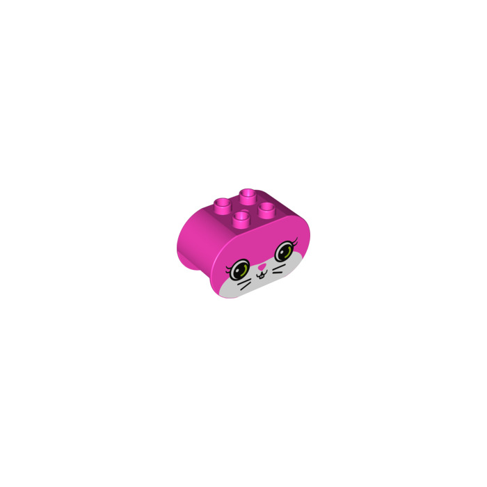 Duplo Brick 2 x 4 x 2 with Rounded Ends with Pink cat face (6448 / ...