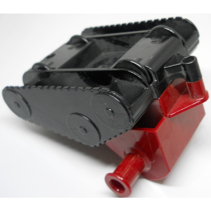 Duplo Dark Red Backhoe Caterpillar with 4 wheels on underside and fake ...