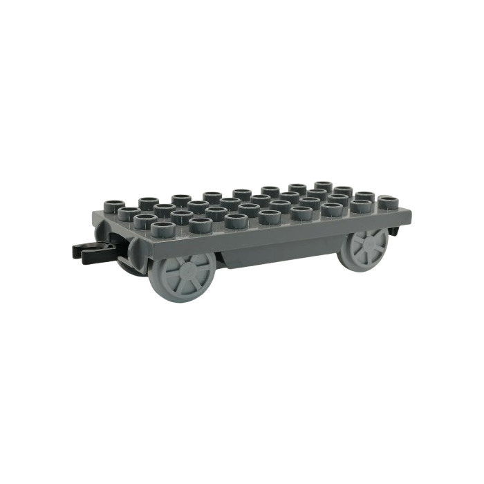 Duplo Train Wagon 4 x 8 with Medium Stone Gray Wheels and Moveable Hook ...