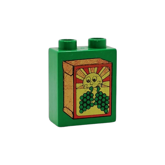 Duplo Green Brick 1 x 2 x 2 with Sunshine and Grapes without Bottom ...