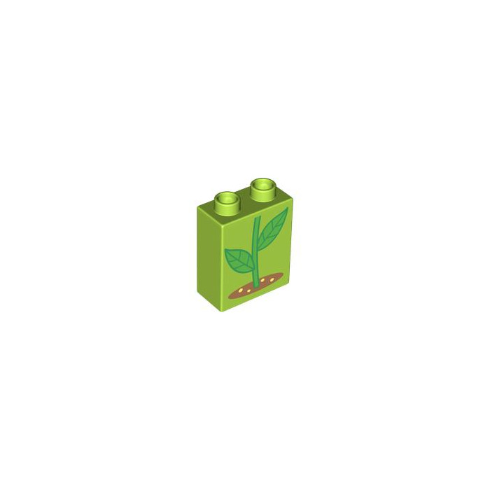 Duplo Lime Brick 1 x 2 x 2 with Plant Leaves and Soil (4066 / 107910 ...