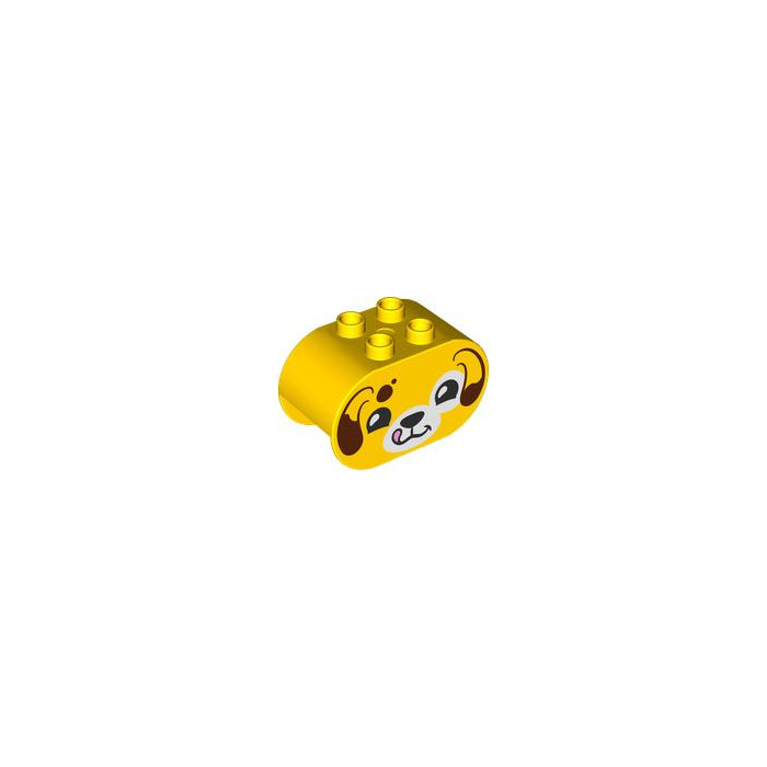 Duplo Medium Azure Brick 2 x 4 x 2 with Rounded Ends with Puppy Head ...