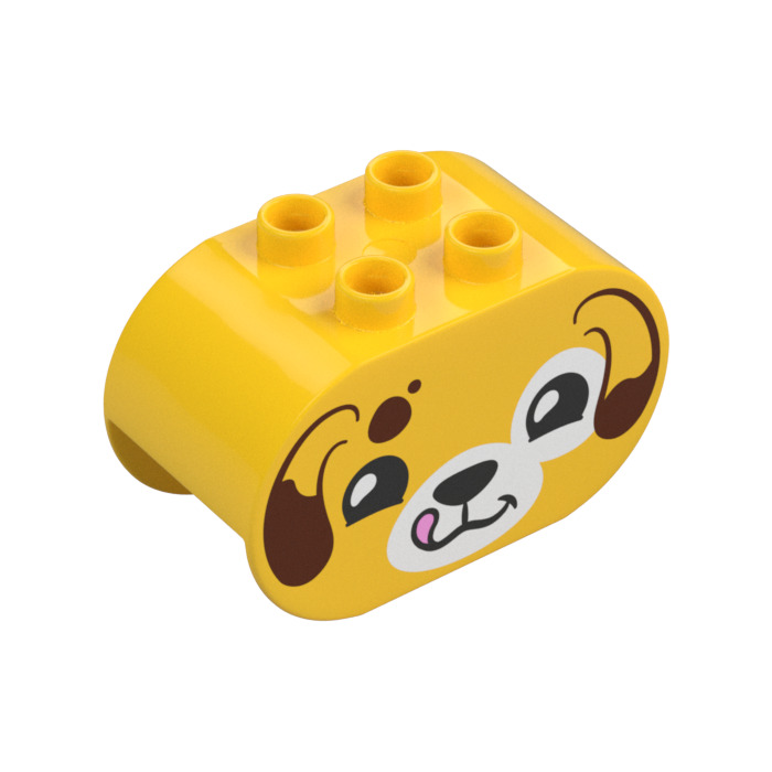 Duplo Brick 2 x 4 x 2 with Rounded Ends with Puppy Head (6448) | Brick ...