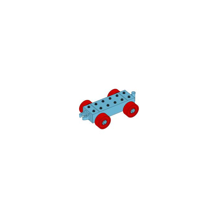 Duplo Medium Azure Car Chassis 2 x 6 with Red Wheels (Modern Open Hitch ...