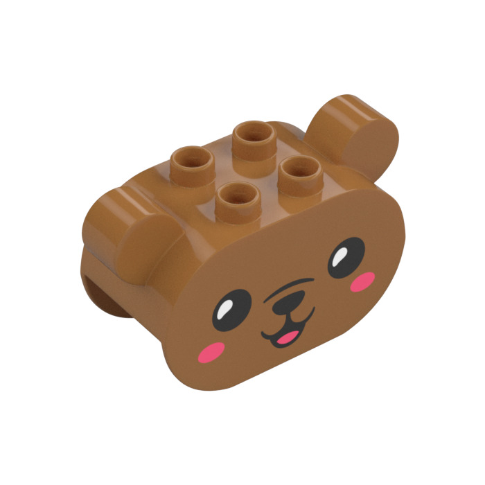 Duplo Duplo Brick 2 x 4 x 2.5 with Ears with Bear Face with Coral ...