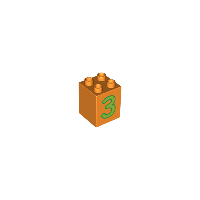 Duplo Brick 2 x 2 x 2 with Green '3' (31110 / 88262) | Brick Owl