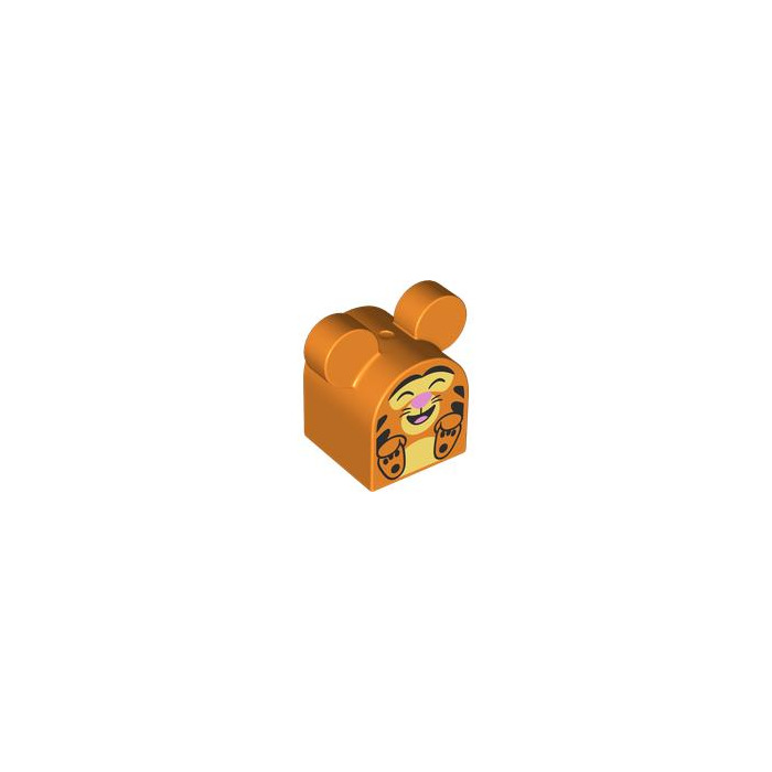 Duplo Orange Duplo Brick 2 x 2 Curved with Round Ears with Tigger ...