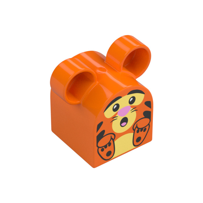 Duplo Orange Duplo Brick 2 x 2 Curved with Round Ears with Tigger ...