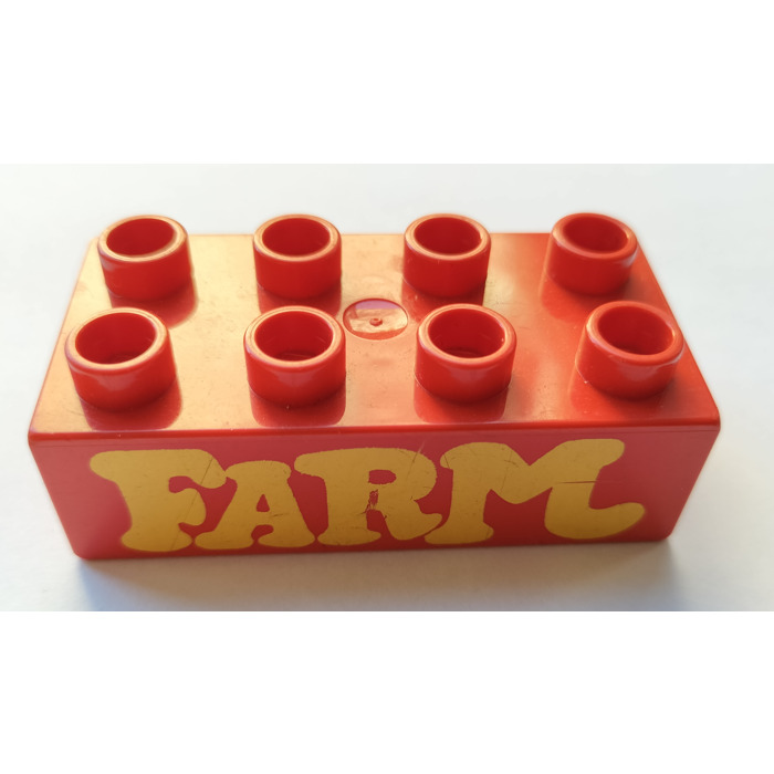 Duplo Red Brick 2 x 4 with "FARM" (3011) | Brick Owl - LEGO Marketplace