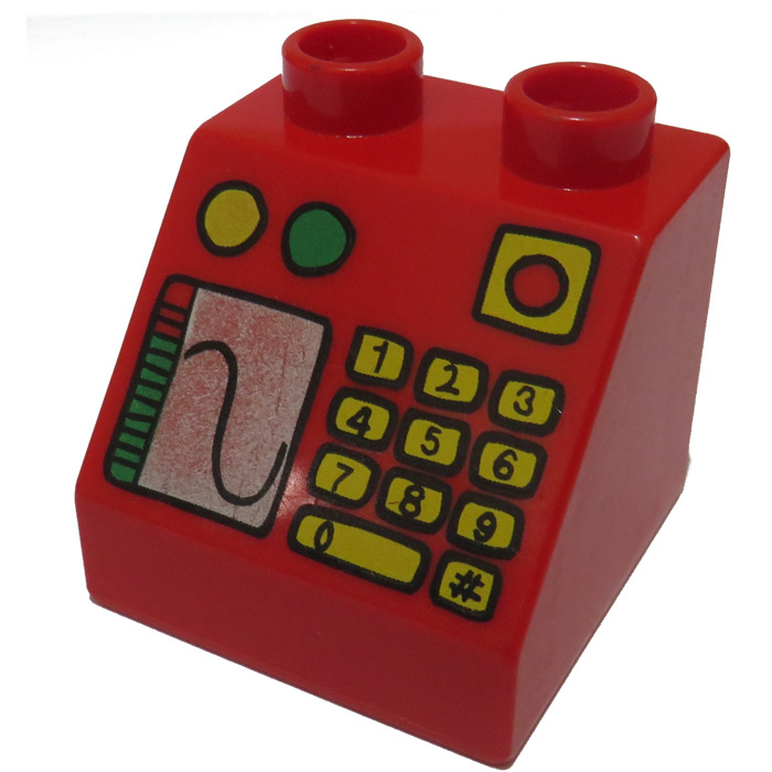 Duplo Red Slope 2 x 2 x 1.5 (45°) with Keypad and Display (6474 / 42637 ...