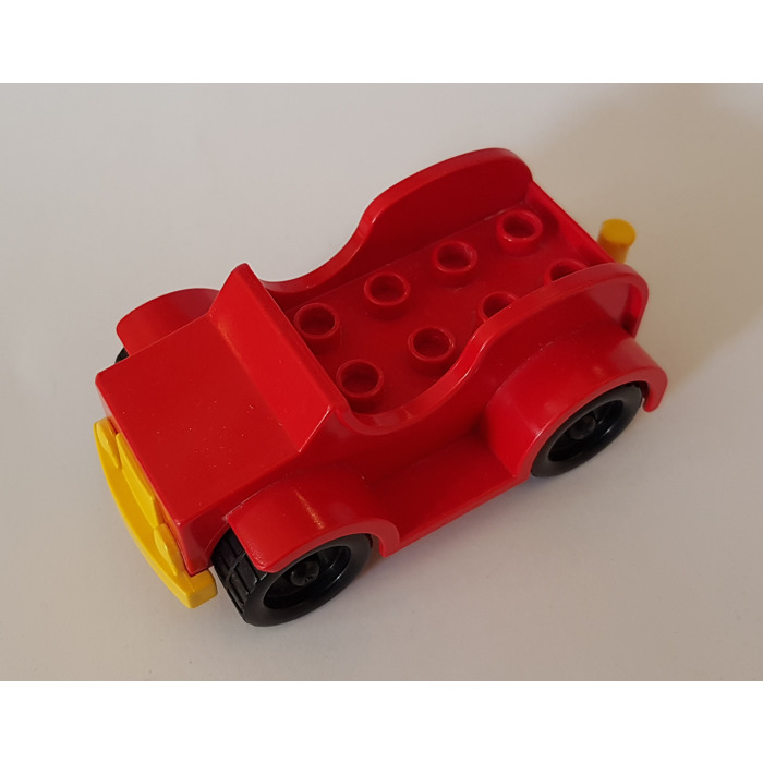 Duplo Red Vehicle Car Oldtimer with Yellow Bumper, Black Wheels | Brick ...